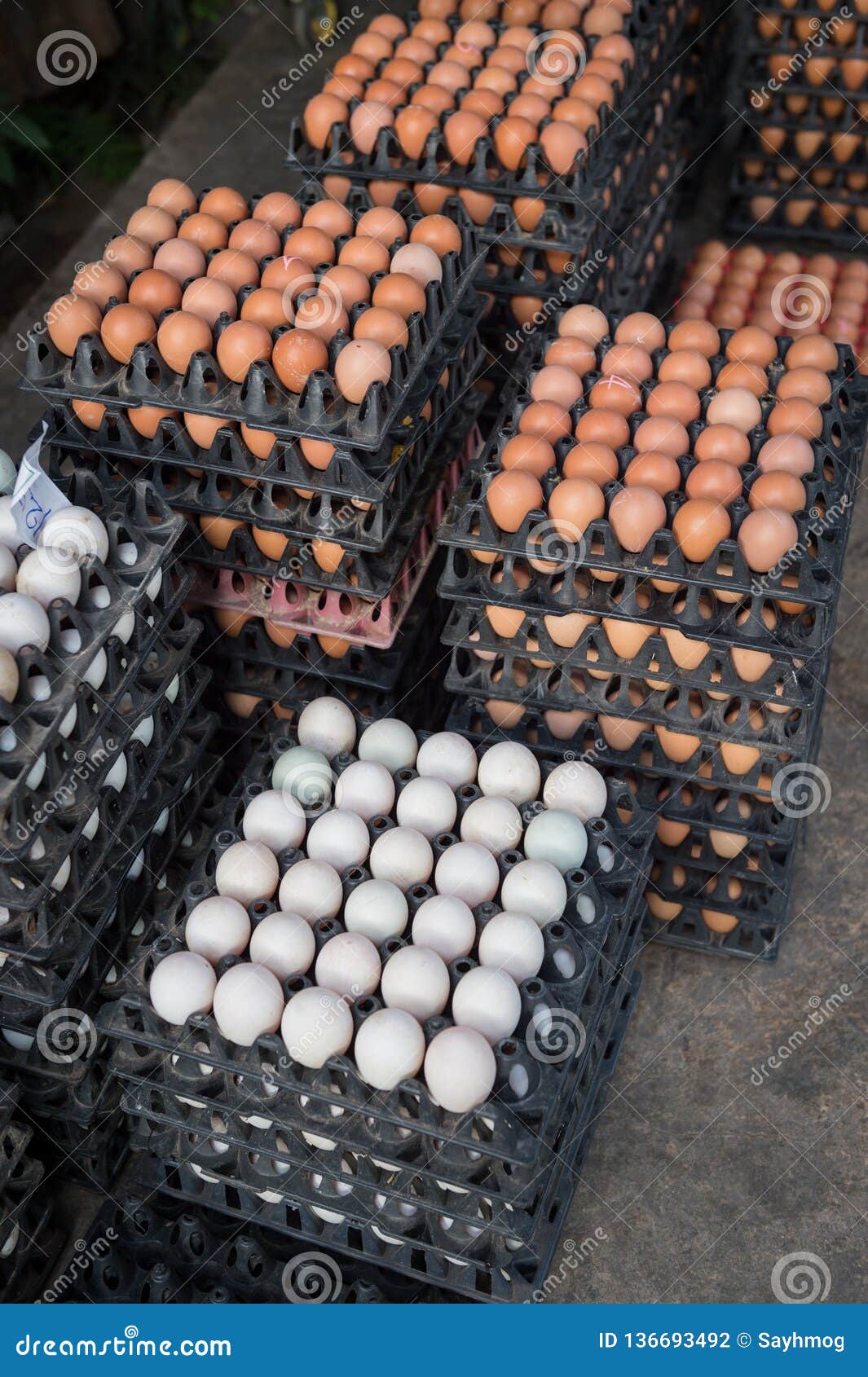 Closeup of egg stack stock photo. Image of fresh, easter - 136693492
