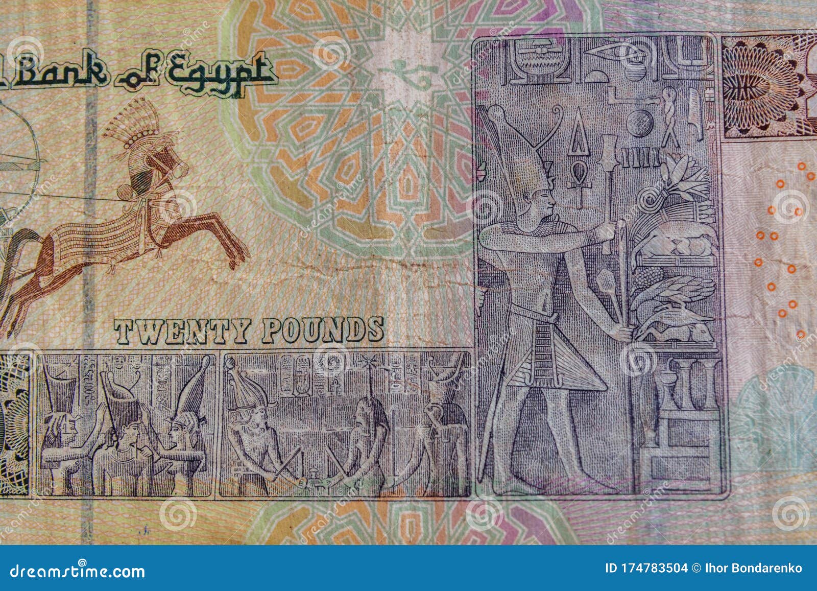 Closeup of Egyptian Twenty Pounds Banknote Stock Photo - Image of ...