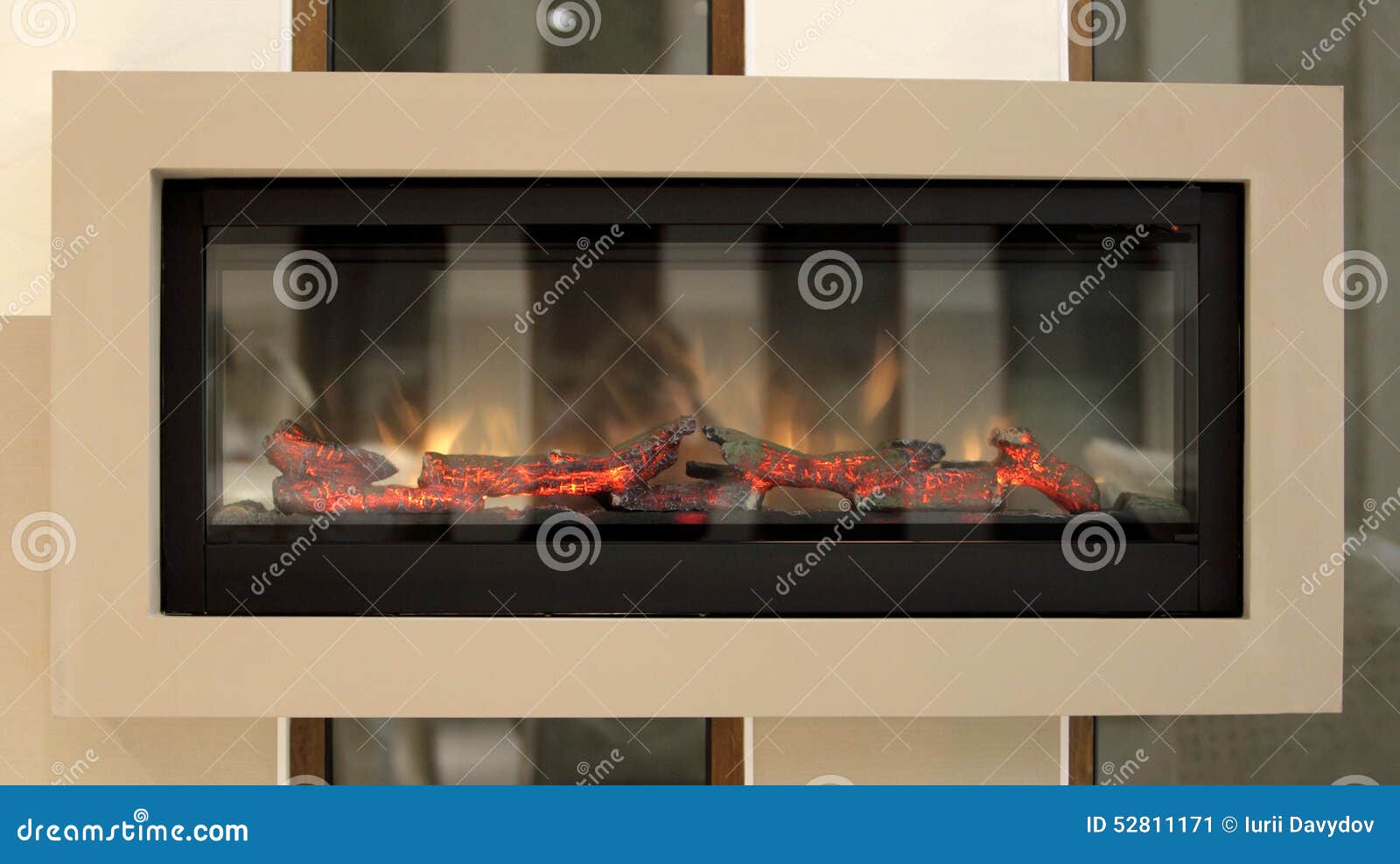 Closeup of Electric Artificial Fireplace Stock Image - Image of ...