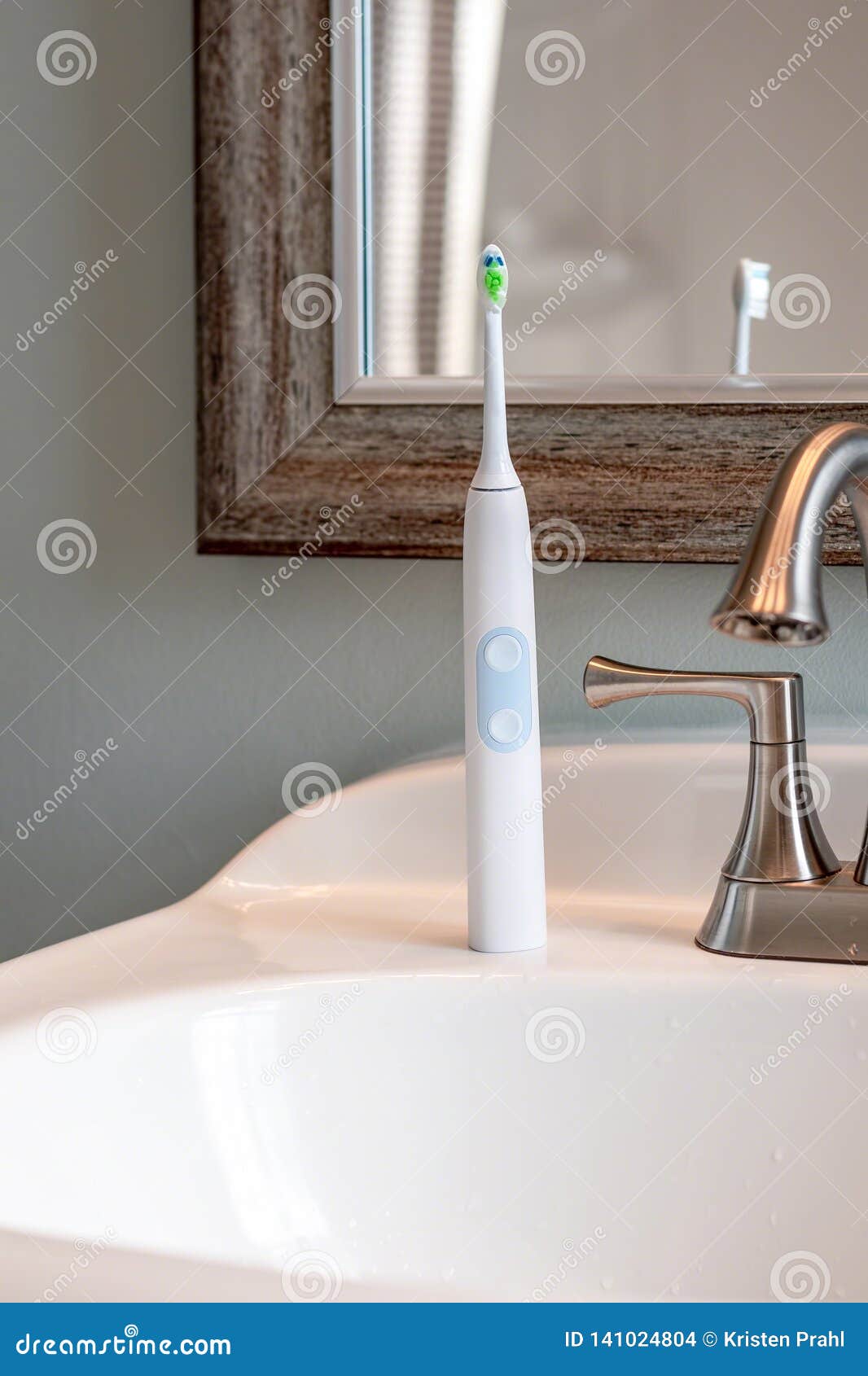 Closeup of Electric Toothbrush on the Bathroom Sink Stock Photo - Image ...