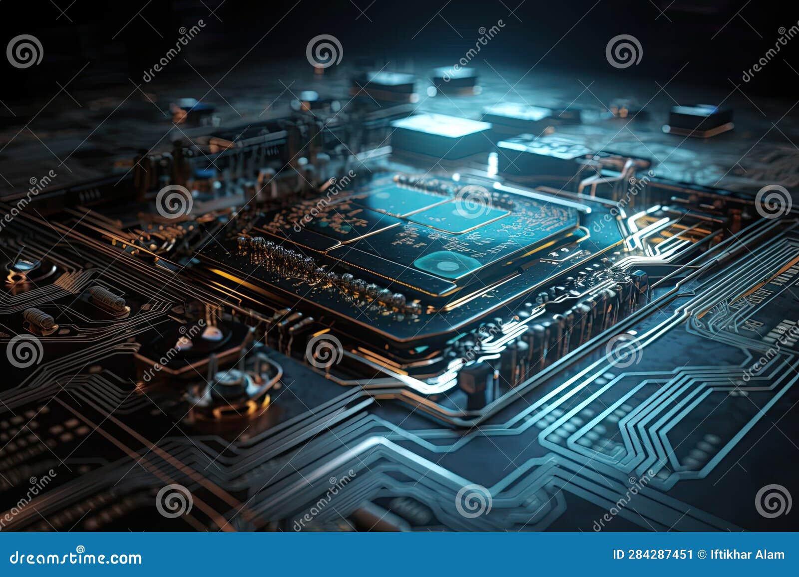 Closeup of Electronic Circuit Board with Microchips and Other ...