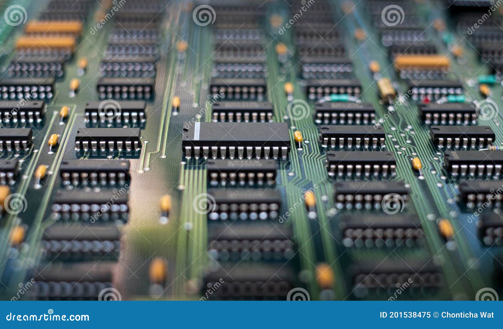 Electronic Circuit Board PCB Components Detail and an Integrated ...