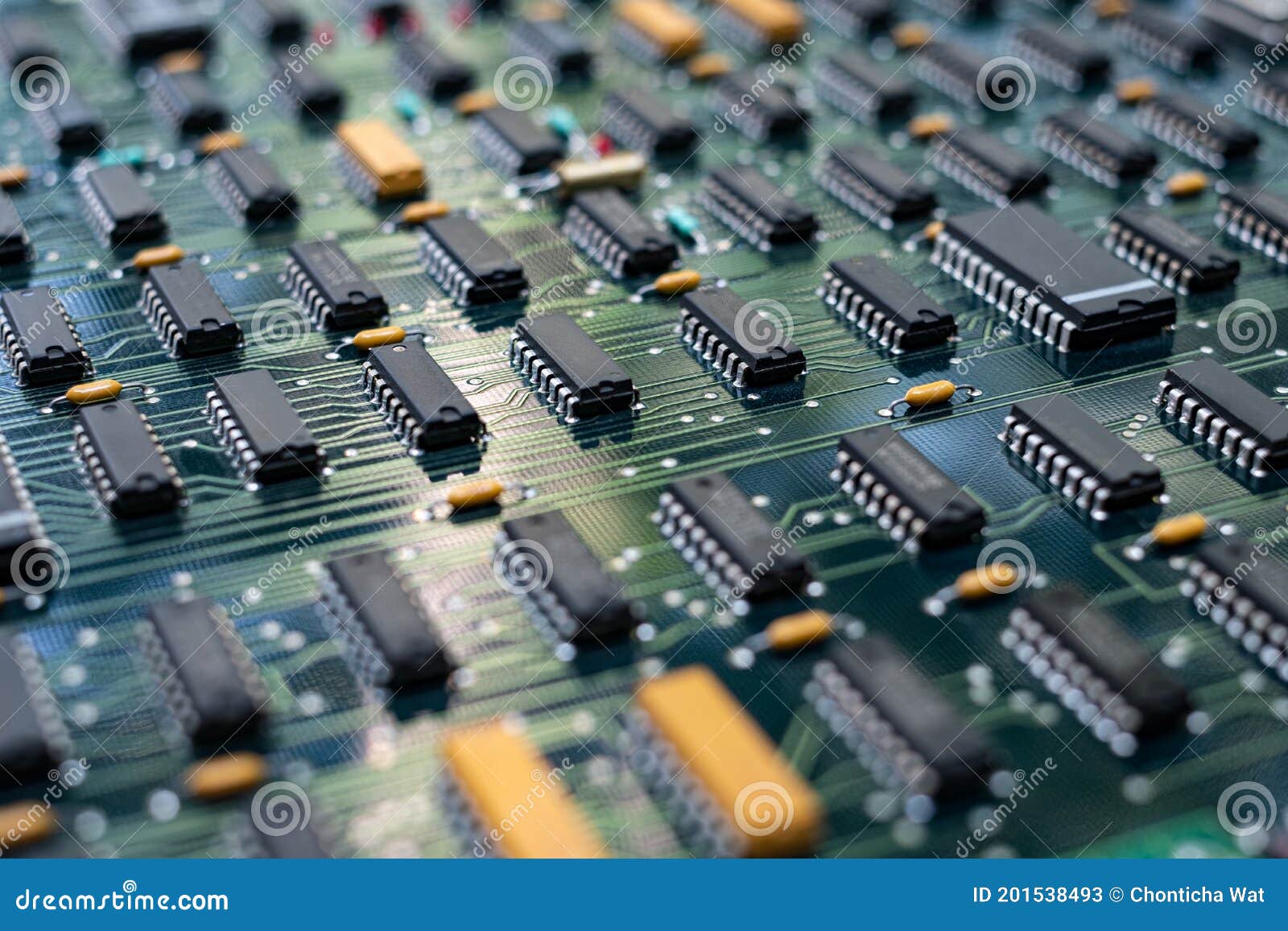 Electronic Circuit Board PCB Components Detail and an Integrated ...