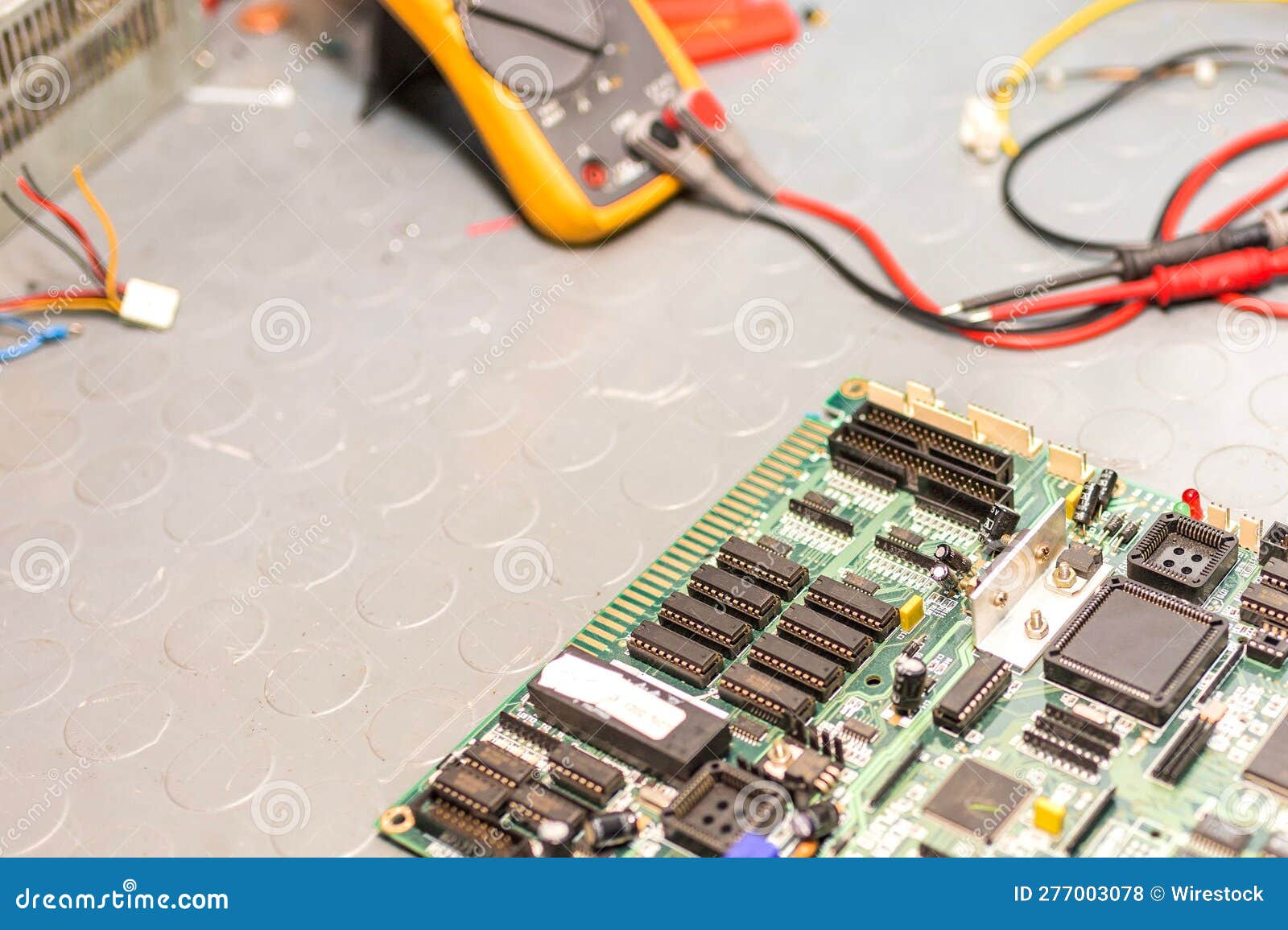 Closeup of Electronic Components on an Old Computer Motherboard Stock ...