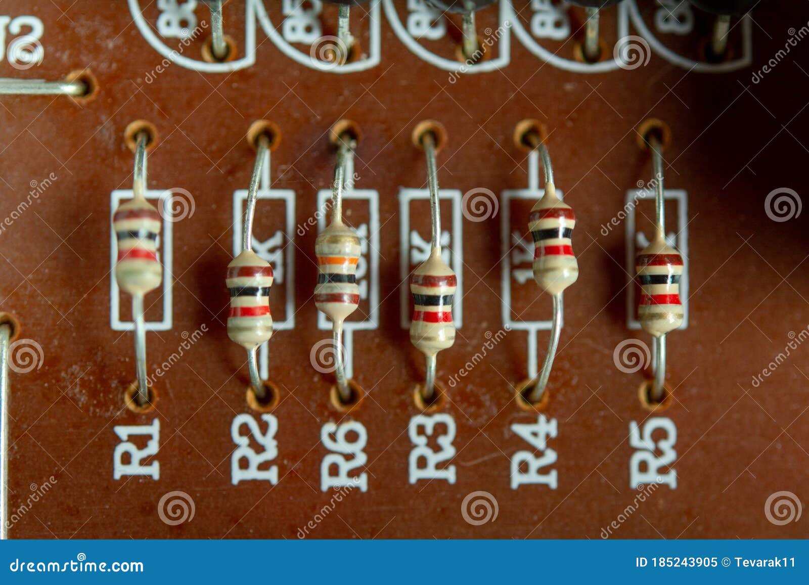 Closeup Electronic Hardware .Resistor on the White Circuit Board Stock ...