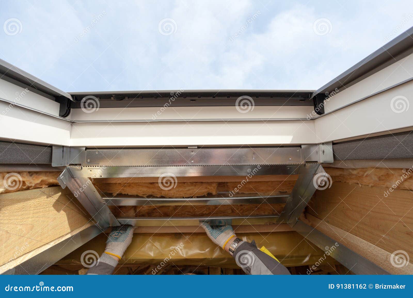 Closeup Of Element In Plastic Mansard Or Skylight Window On A Asphalt ...