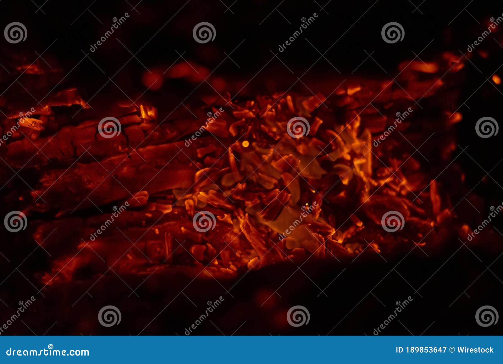 Closeup of Embers of a Burning Log Creating a Fiery Background Stock ...