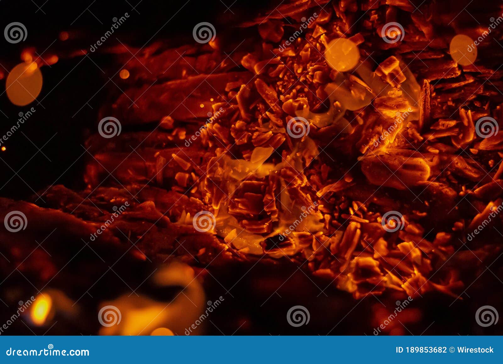 Closeup of Embers of a Burning Log Creating a Fiery Background Stock ...