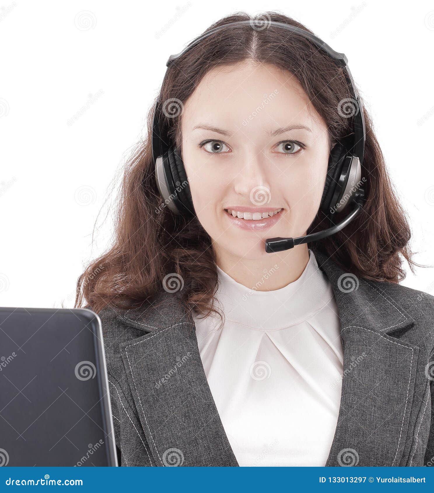Closeup.employee Call Center Communicating with the Client Stock Image ...