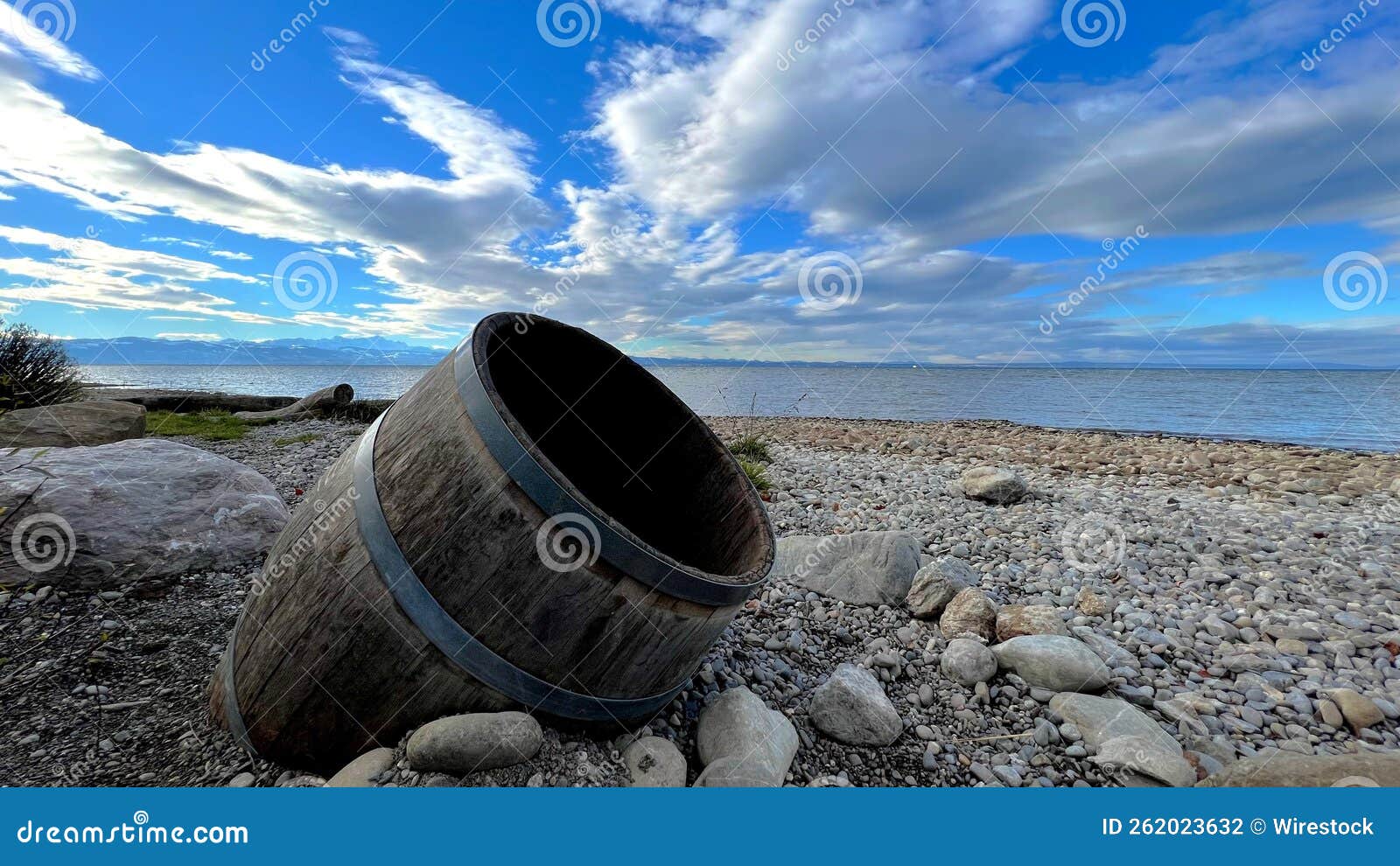 Closeup of the Empty Barrel on the Shore. Stock Photo - Image of view ...