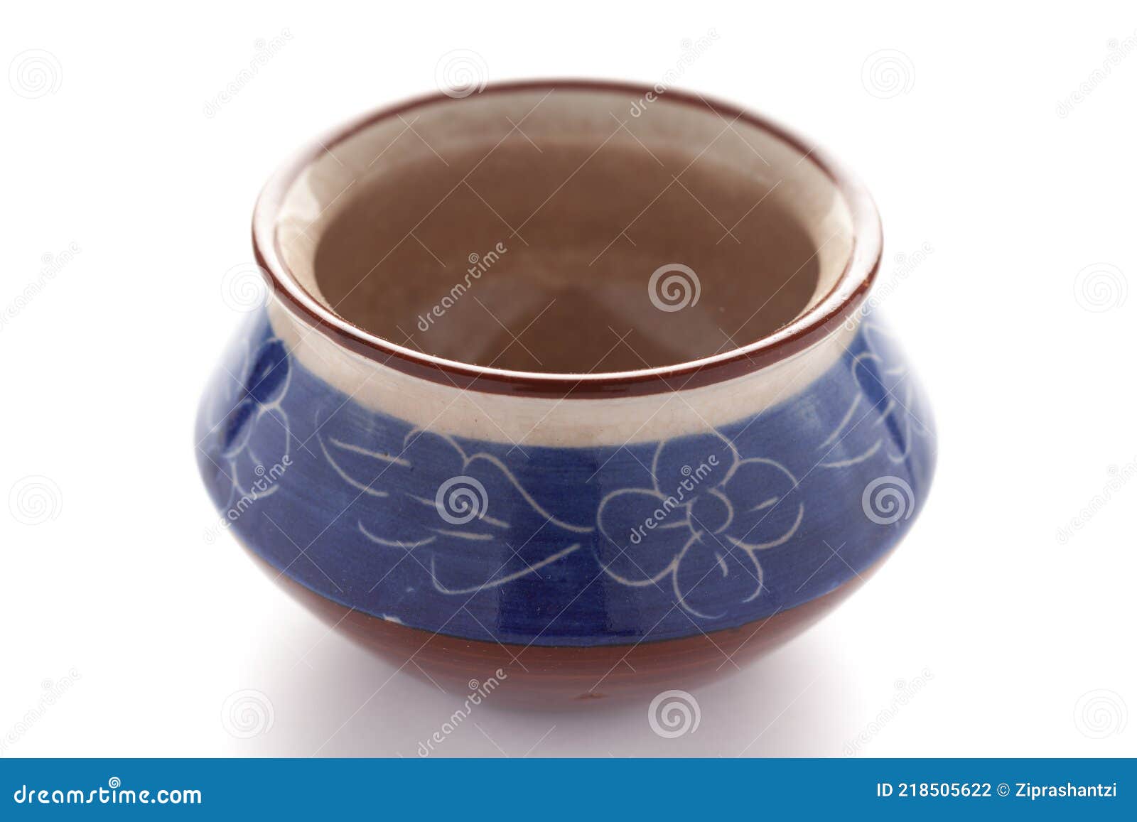 Closeup of Empty Indian Hand Made Ceramic Handi Glazed, Over Black ...