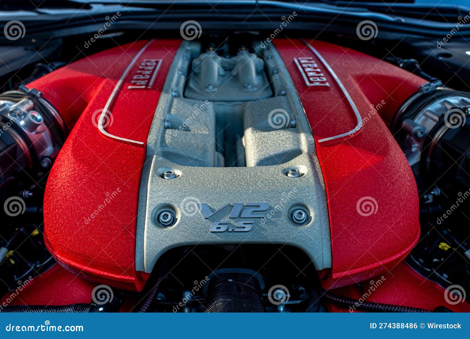 Closeup of the Engine Bay of a Red Ferrari Car. Editorial Photo - Image ...
