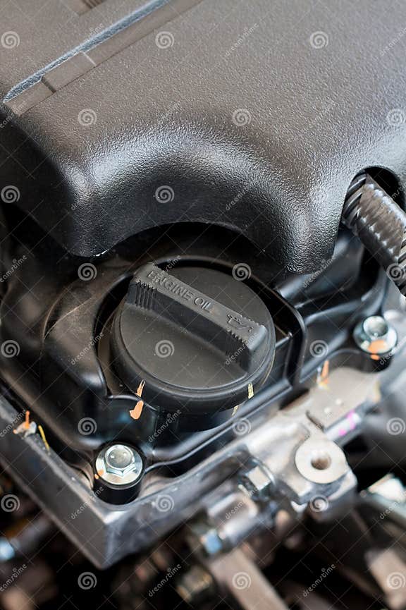 Closeup Engine Oil Cap in Engine Stock Image - Image of vehicle ...
