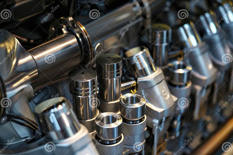 Closeup of Engine Pistons and Connectors Stock Image - Image of ...