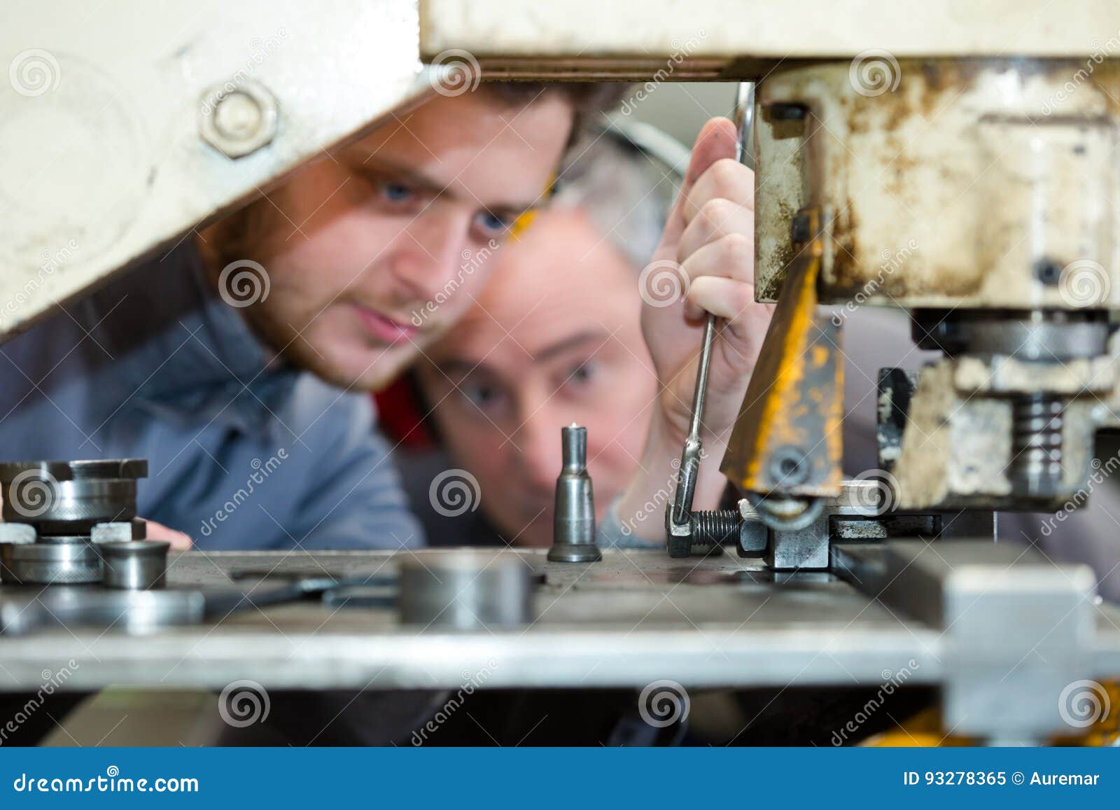 Closeup Engineer Tightening Bolt with Spanner Stock Image - Image of ...