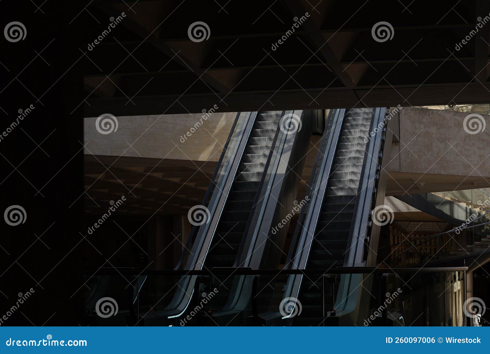 Closeup of an Escalator on a Building in a Daylight Stock Photo - Image ...