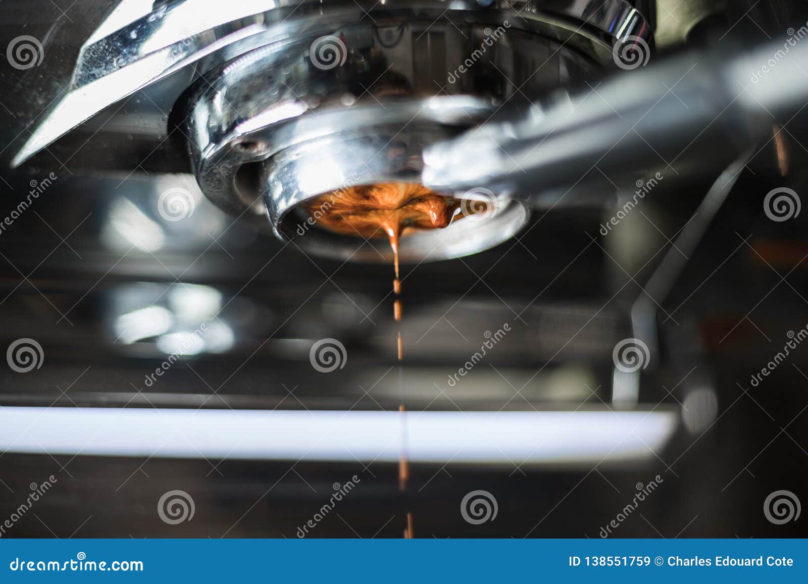 Making of Coffee Extraction from a Espresso Machine Stock Image - Image ...