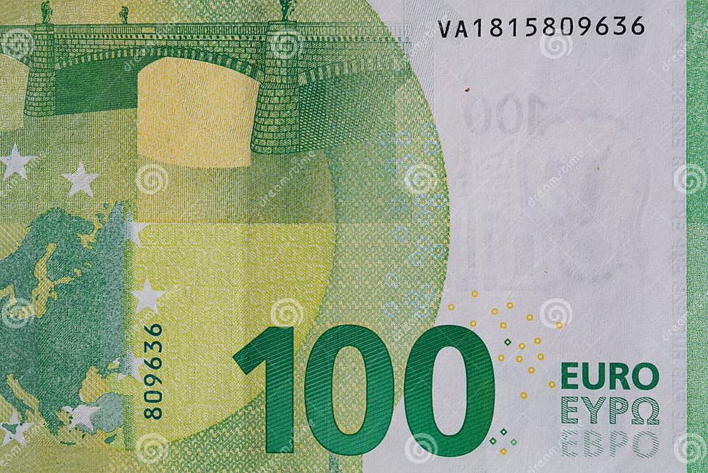 Closeup of 100 Euro Banknote Stock Image - Image of european, baroque ...