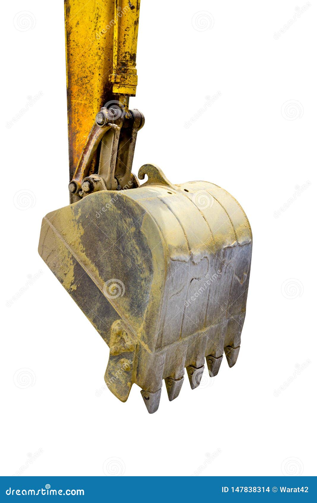 Closeup Excavator Bucket Of Backhoe Isolated On White Background Stock ...