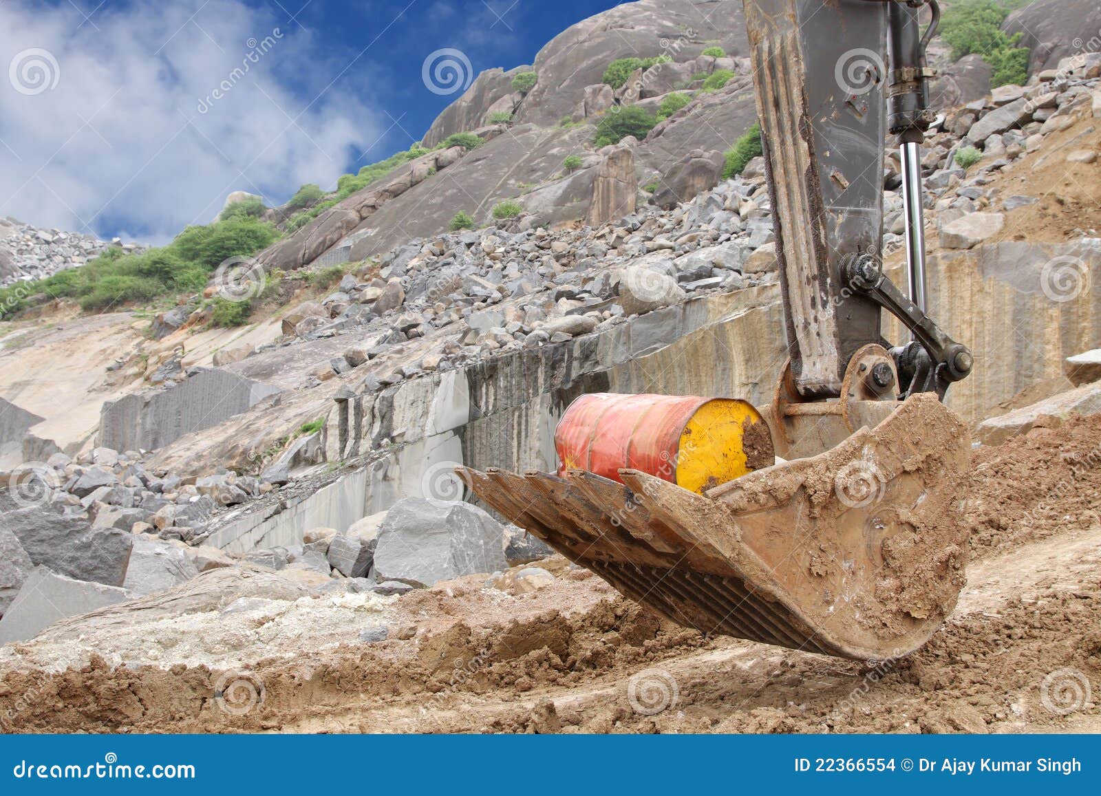 A Closeup of Excavator Bucket with a Oil Drum Stock Photo - Image of ...