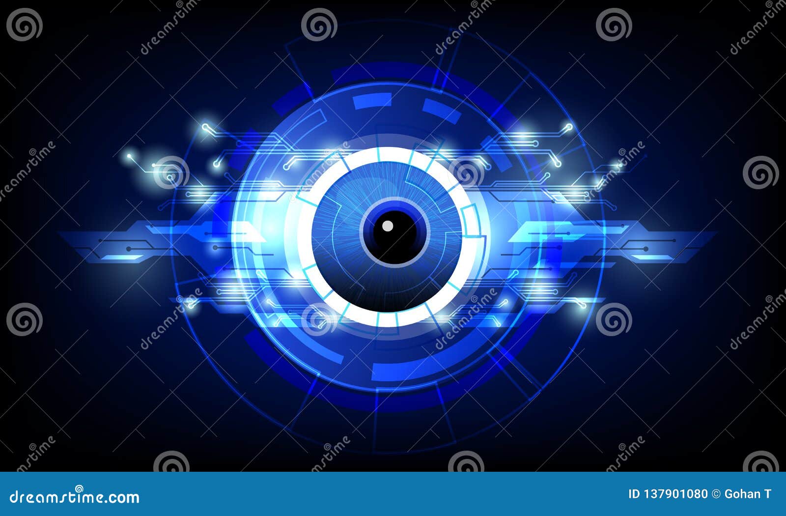 Closeup of Eye with Abstract Technology Circuit Connection Digital ...