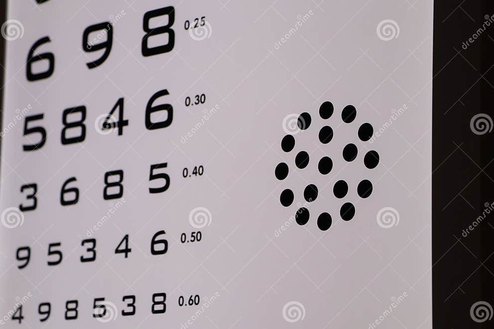 This is a Closeup of an Eye Chart with Dots Used for Vision Testing in ...