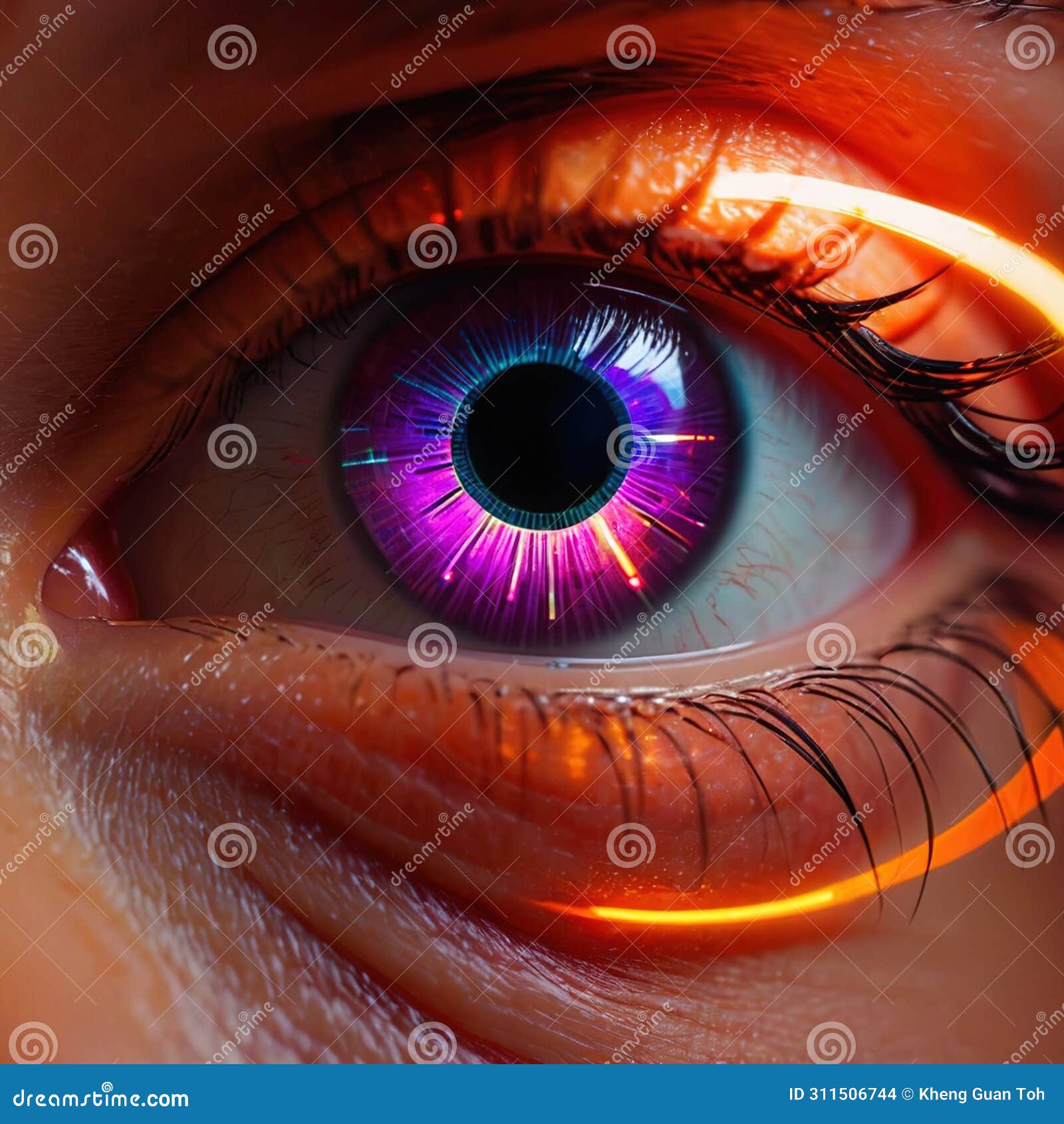 Closeup of Eye with Retinal Scan for Optical Cybersecurity Login ...
