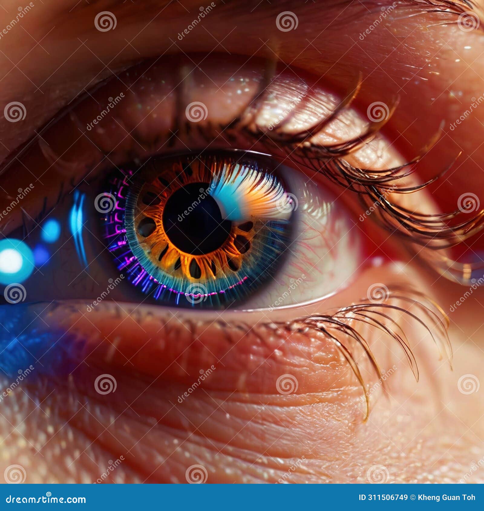 Closeup of Eye with Retinal Scan for Optical Cybersecurity Login ...