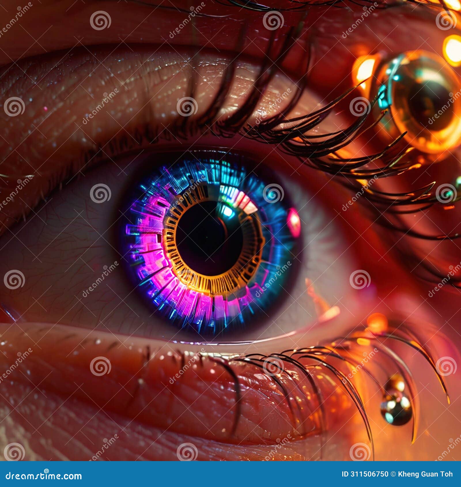Closeup of Eye with Retinal Scan for Optical Cybersecurity Login ...