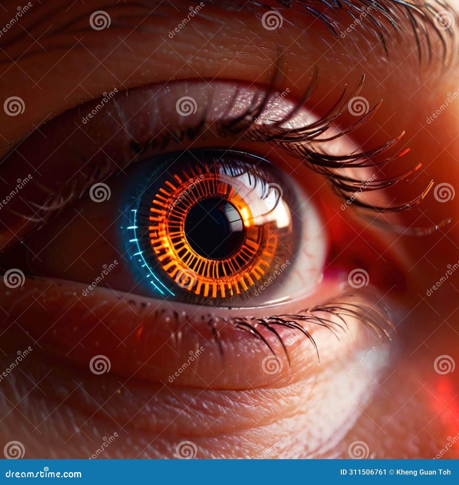 Closeup of Eye with Retinal Scan for Optical Cybersecurity Login ...