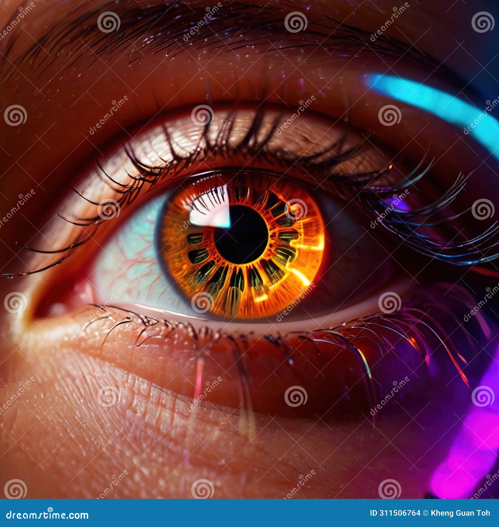 Closeup of Eye with Retinal Scan for Optical Cybersecurity Login ...