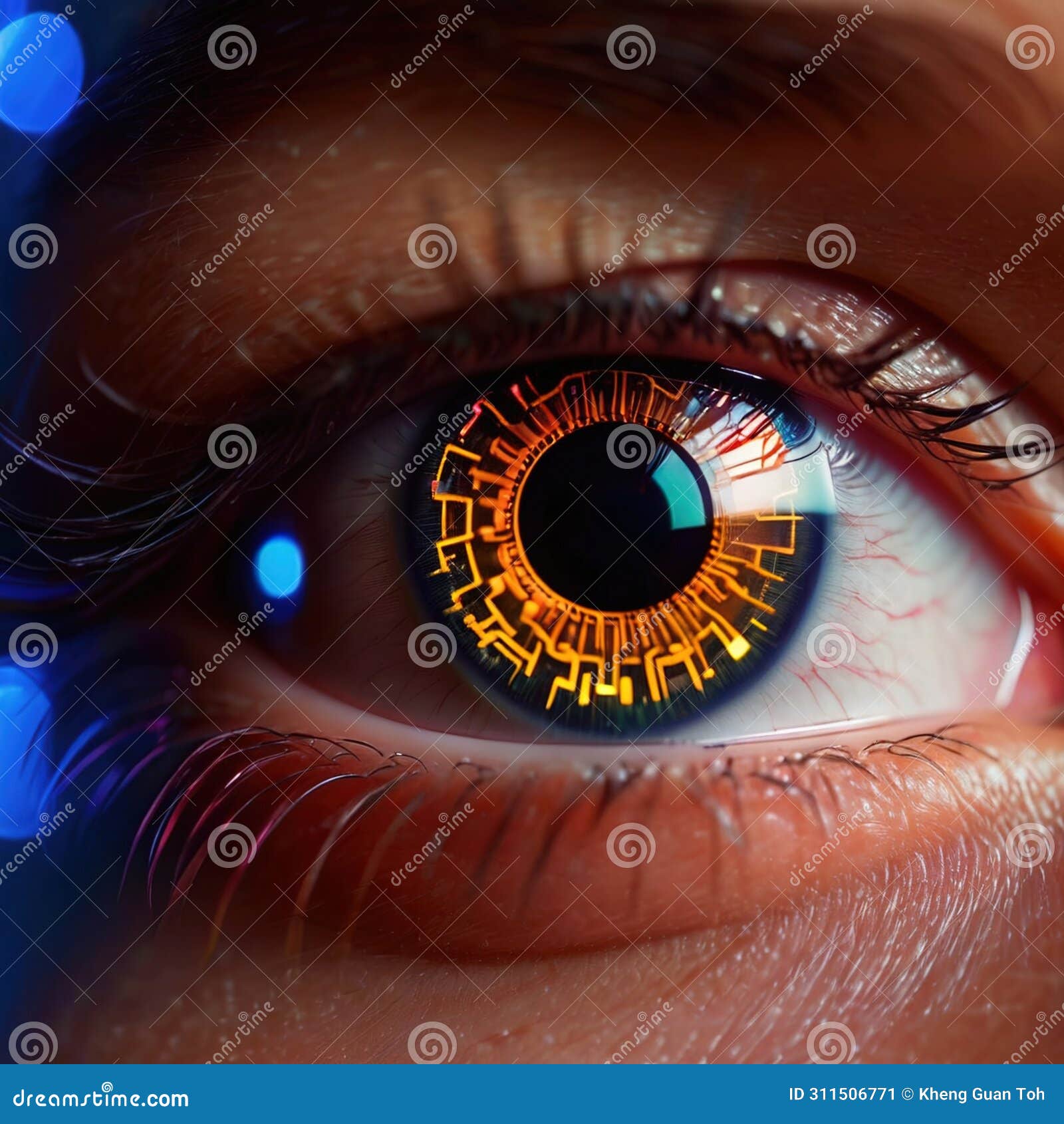 Closeup of Eye with Retinal Scan for Optical Cybersecurity Login ...