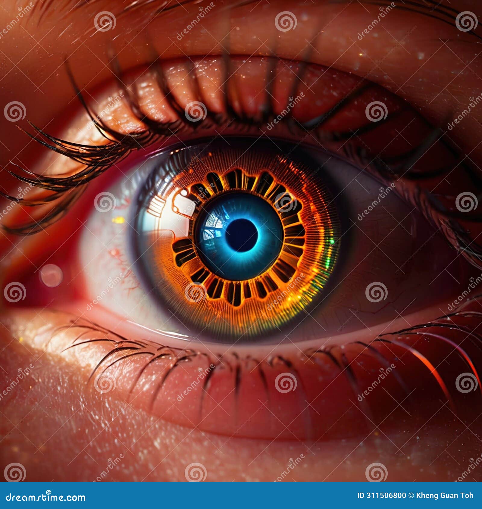 Closeup of Eye with Retinal Scan for Optical Cybersecurity Login ...