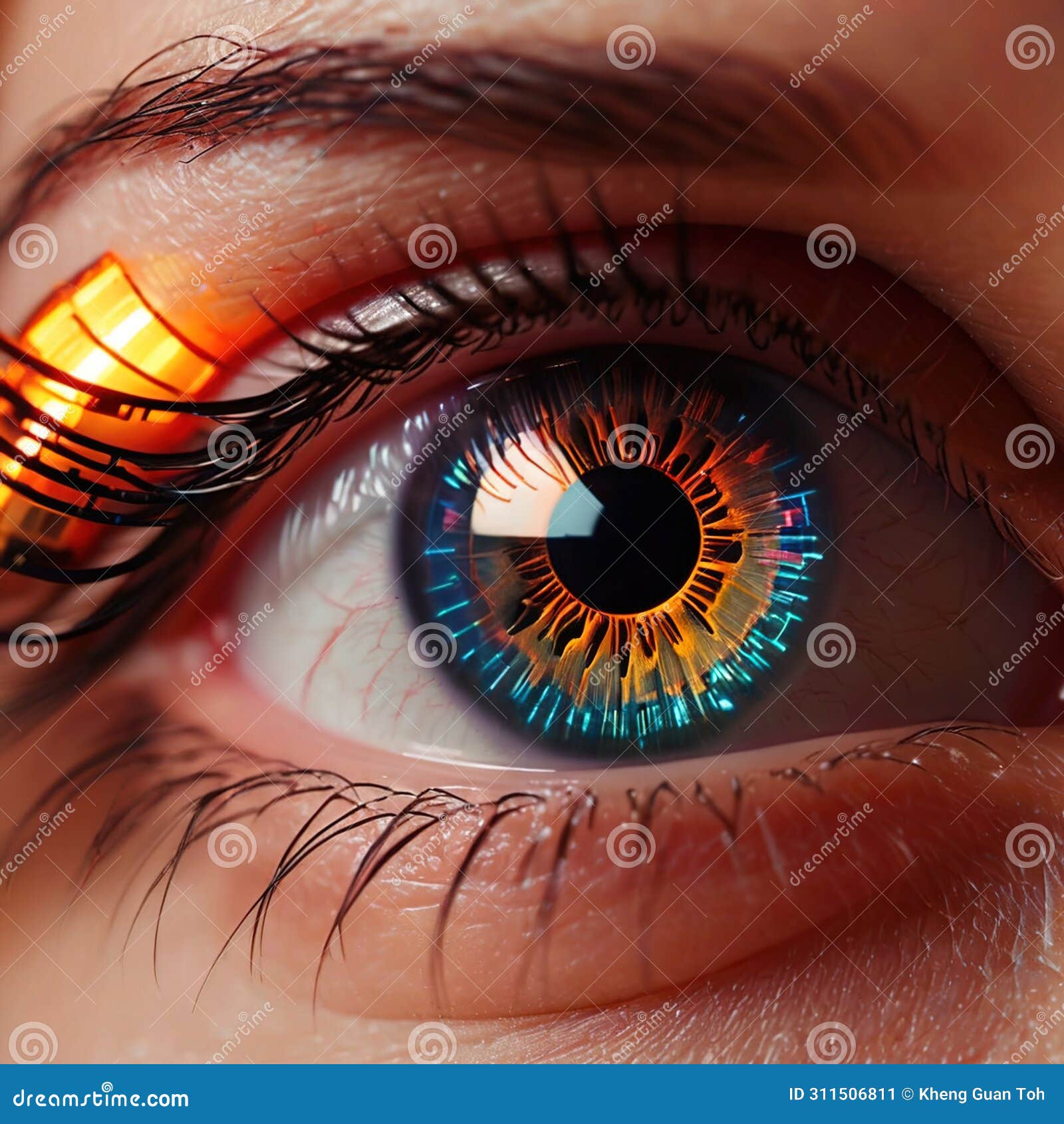 Retinal Scan, Future Technology Flat Design Icon Cartoon Vector ...