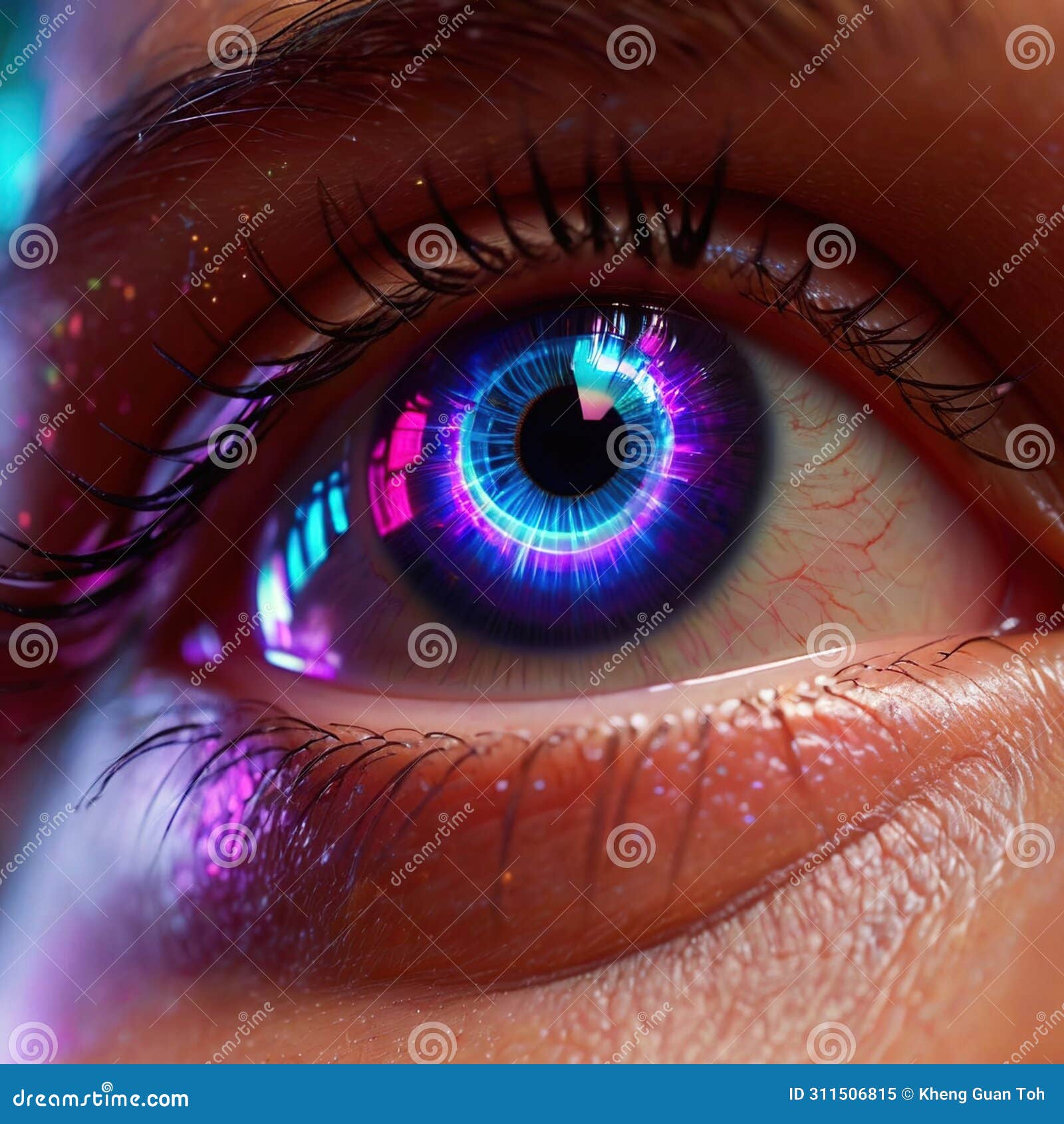 Closeup of Eye with Retinal Scan for Optical Cybersecurity Login ...