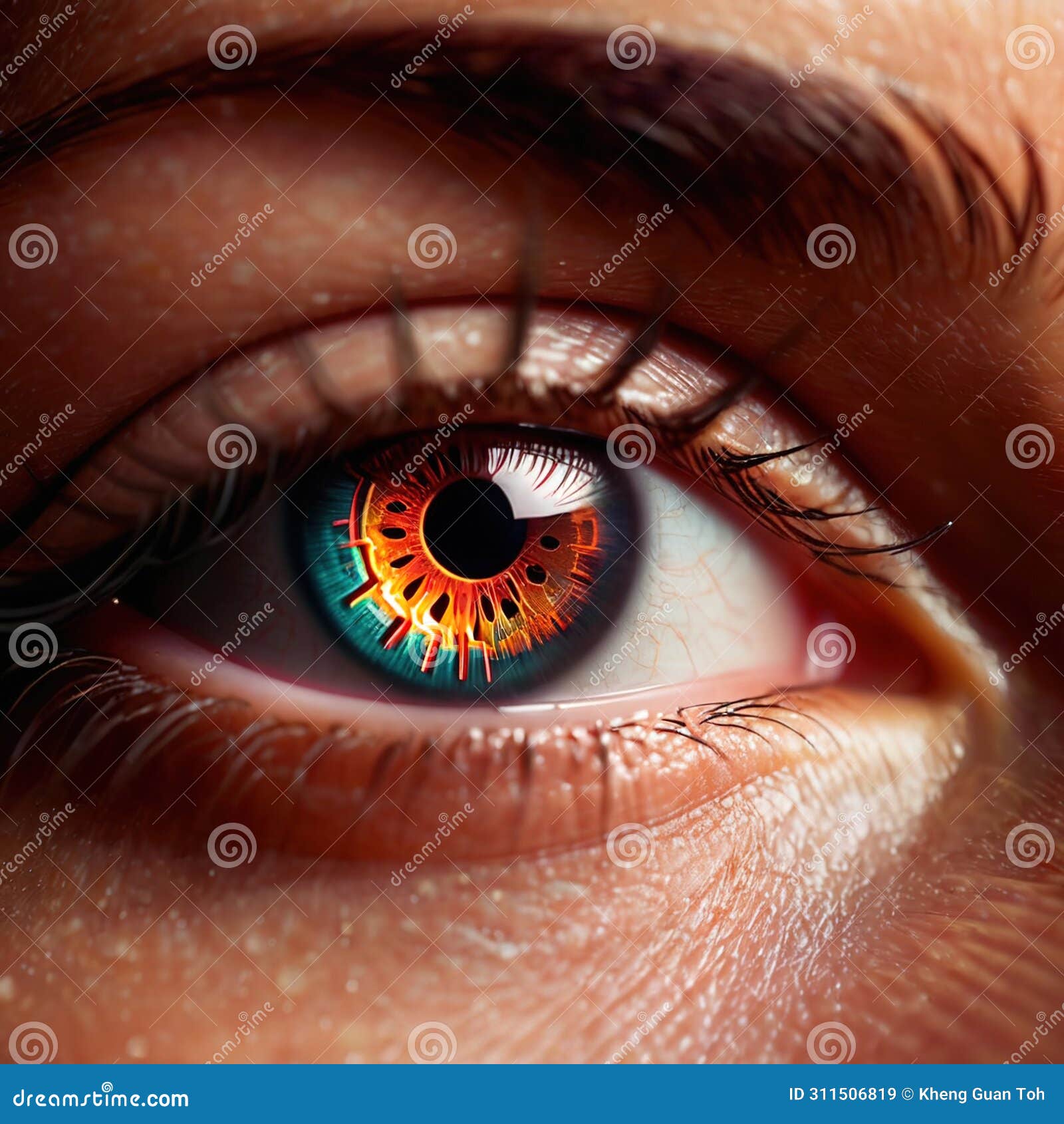 Closeup of Eye with Retinal Scan for Optical Cybersecurity Login ...