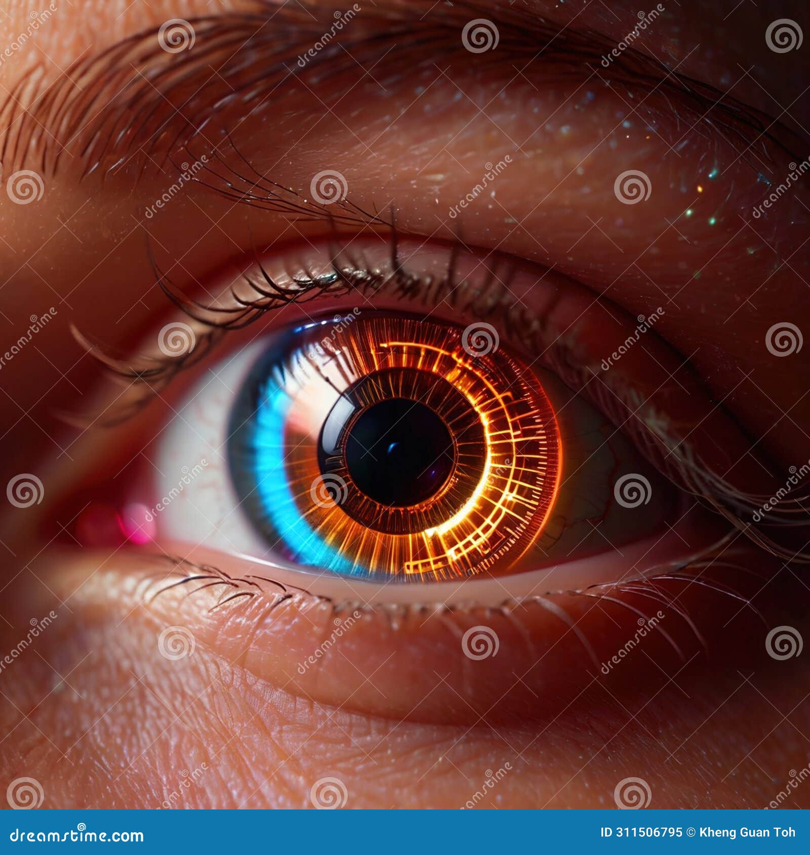 Closeup of Eye with Retinal Scan for Optical Cybersecurity Login ...