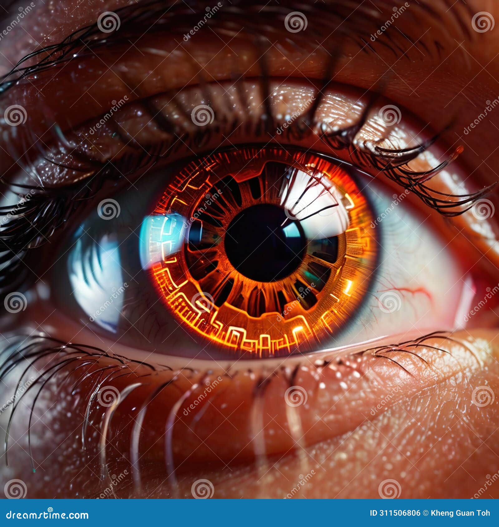 Closeup of Eye with Retinal Scan for Optical Cybersecurity Login ...