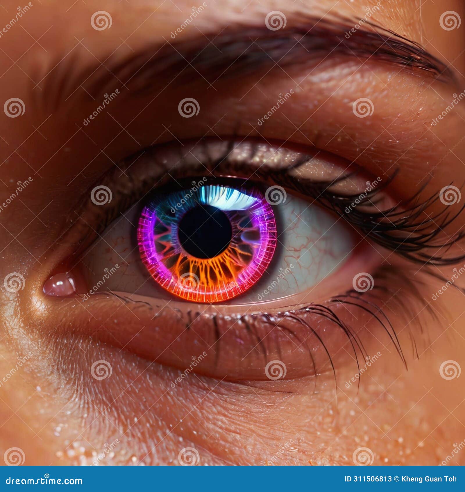 Retinal Scan, Future Technology Flat Design Icon Cartoon Vector ...