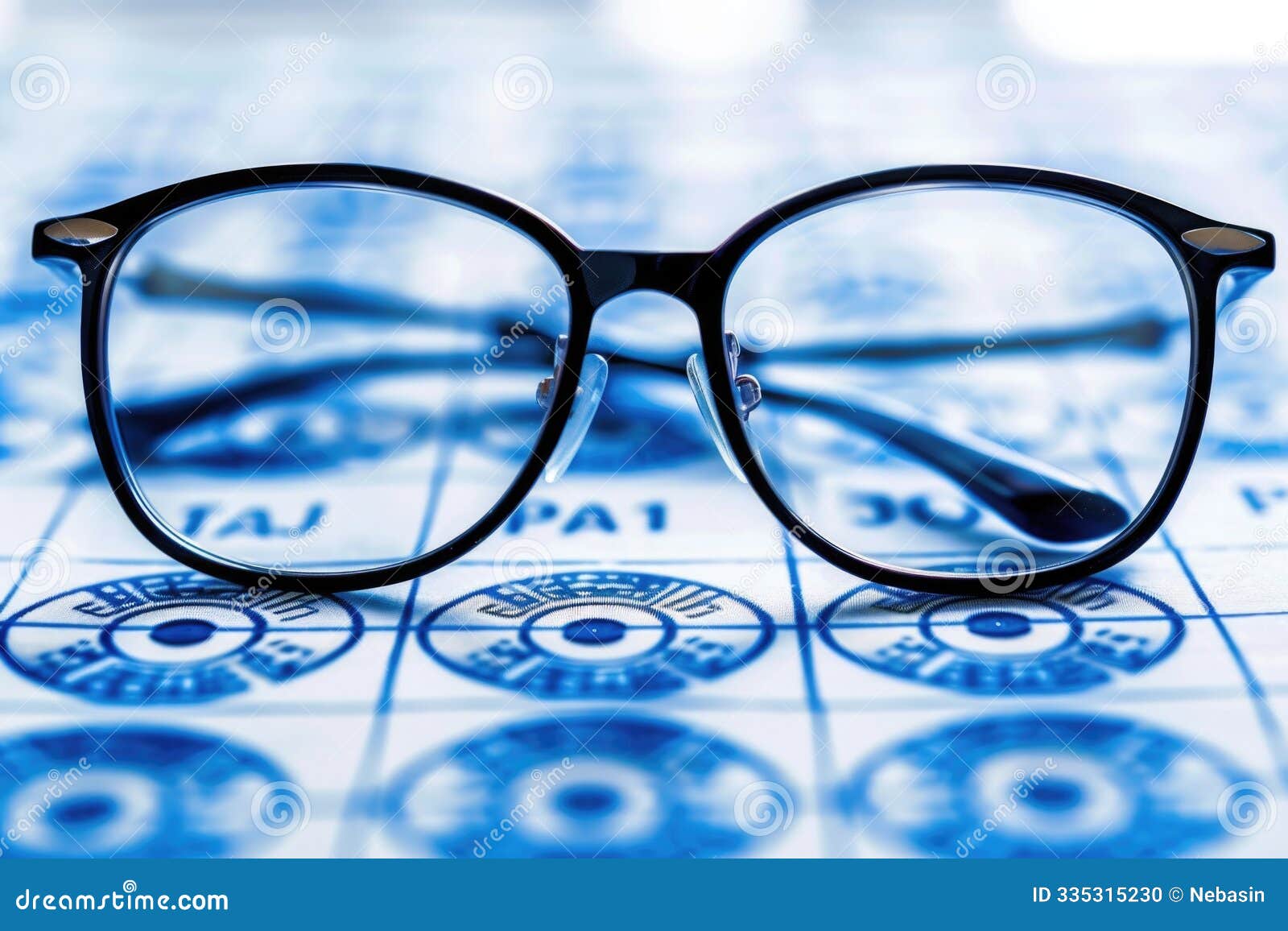 Closeup of Eyeglasses on an Eye Chart Illustrating Vision and Optometry ...