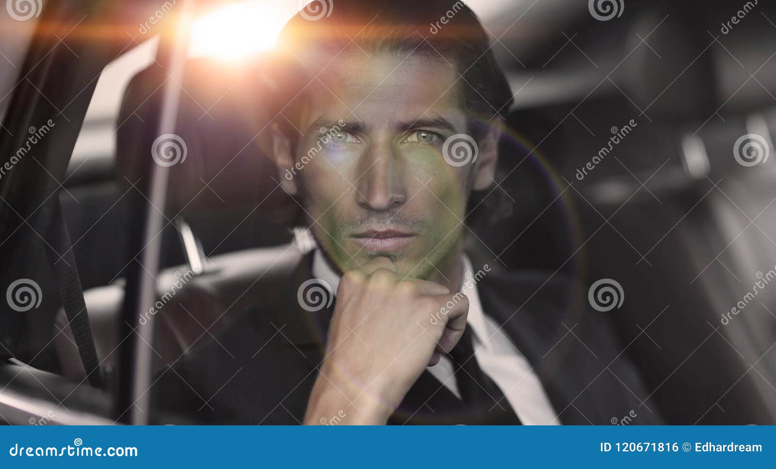 Face of a Businessman Sitting in Car Stock Photo - Image of business ...