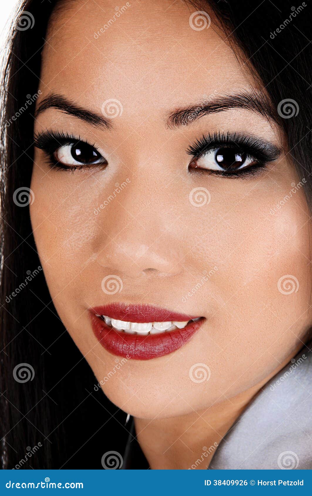 Closeup Face of Chinese Girl. Stock Photo - Image of gorgeous, indoors ...