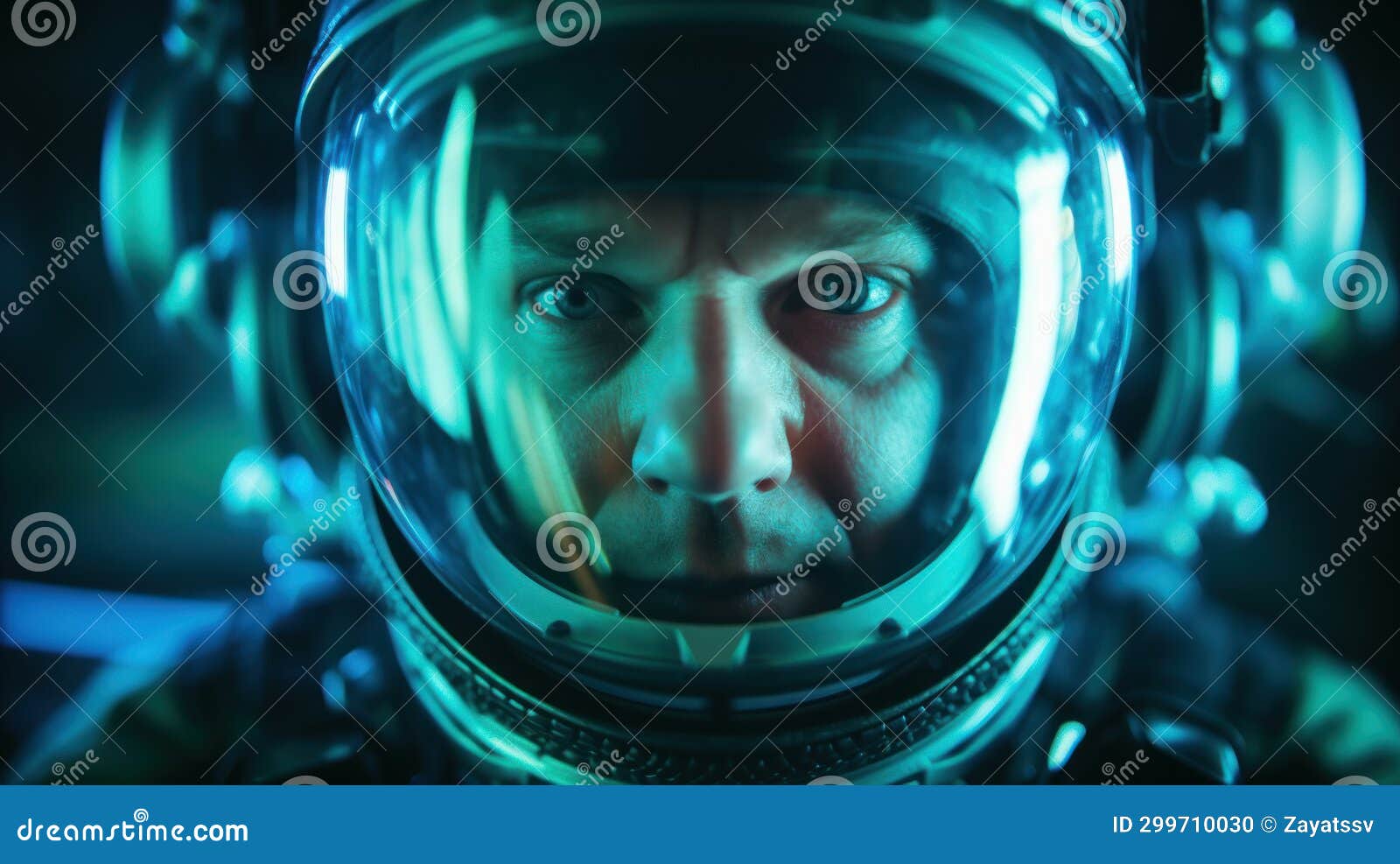 Closeup Face Portrait of a Cosmic Man with Abstract Neon Light Stock ...