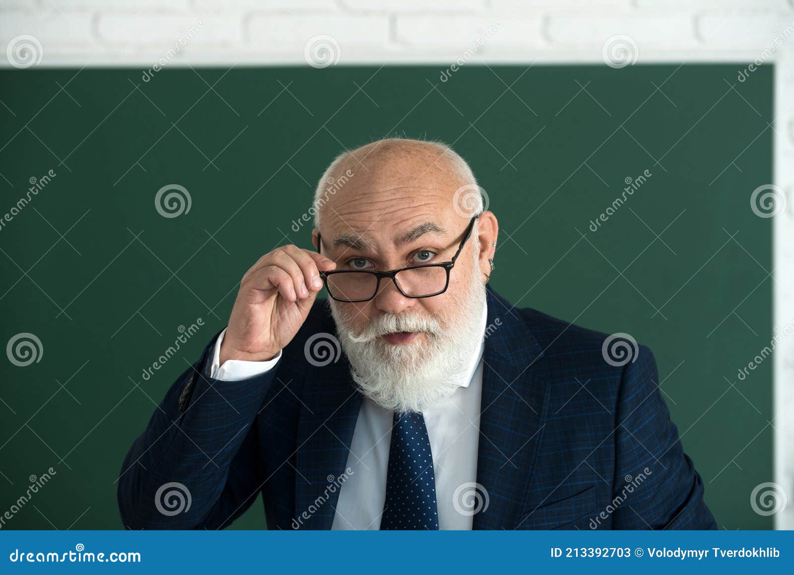 Closeup Face of Professor or Teacher on Blackboard Isolated. Stock ...
