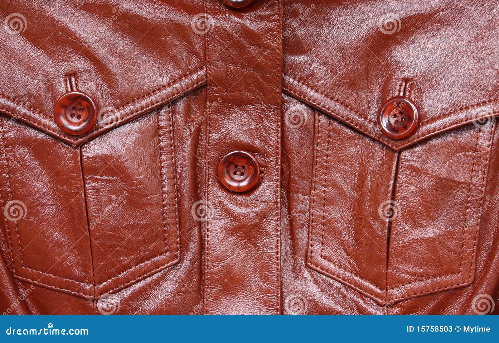 Closeup of a Fashionable Leather Jacket Stock Image - Image of buttons ...