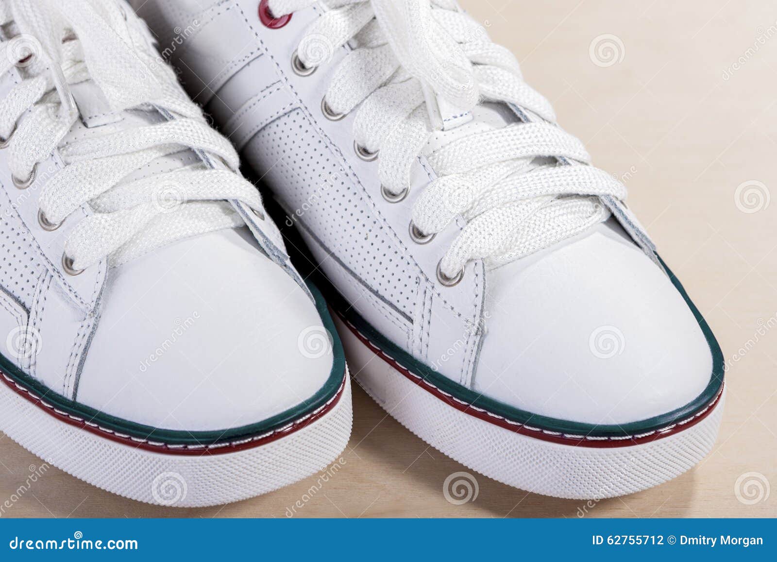 Closeup of Fashionable Modern Laced Sneakers in Whit Stock Photo ...