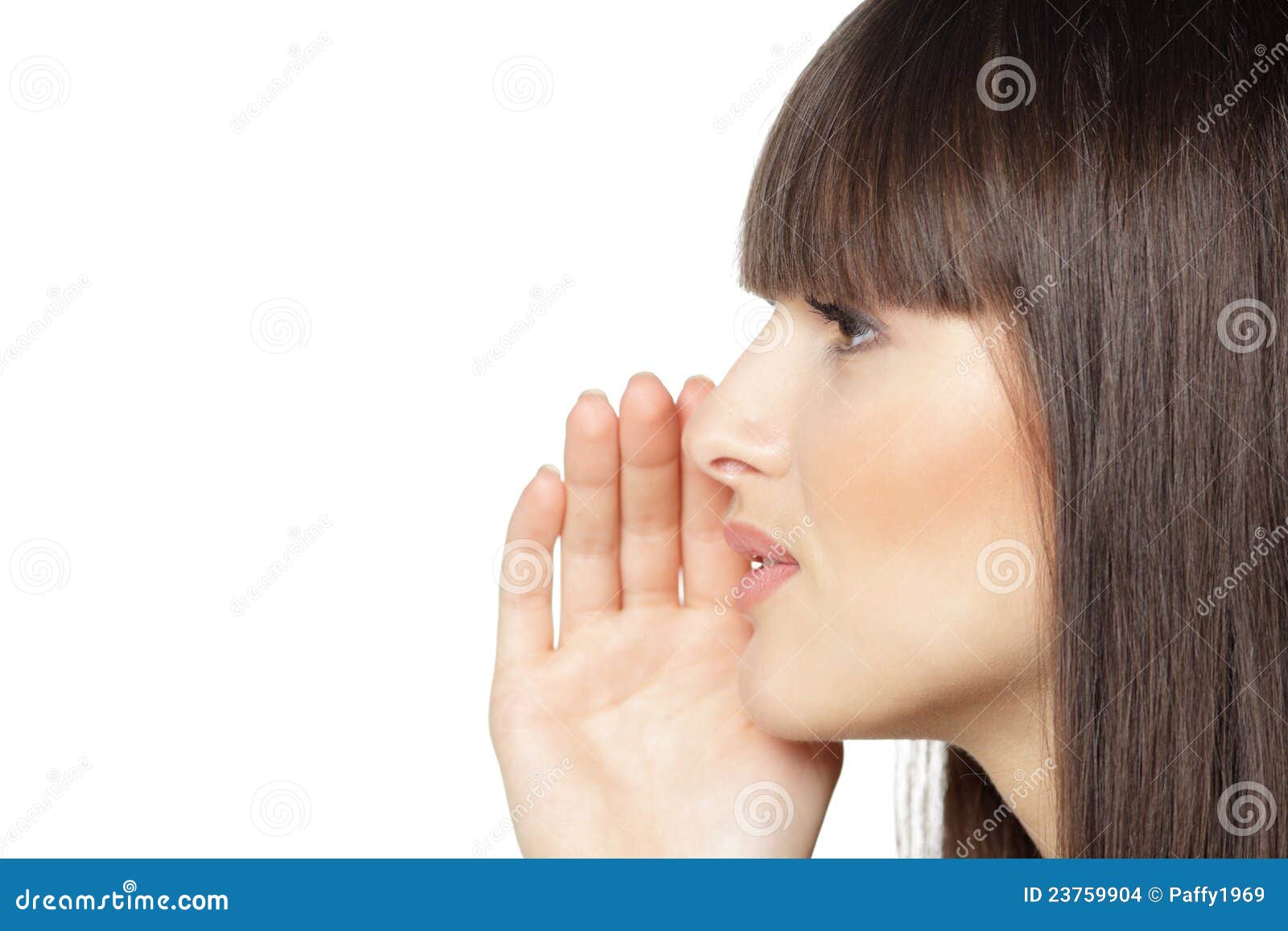 Closeup of Female Calling Out Stock Photo - Image of beautiful, joyful ...