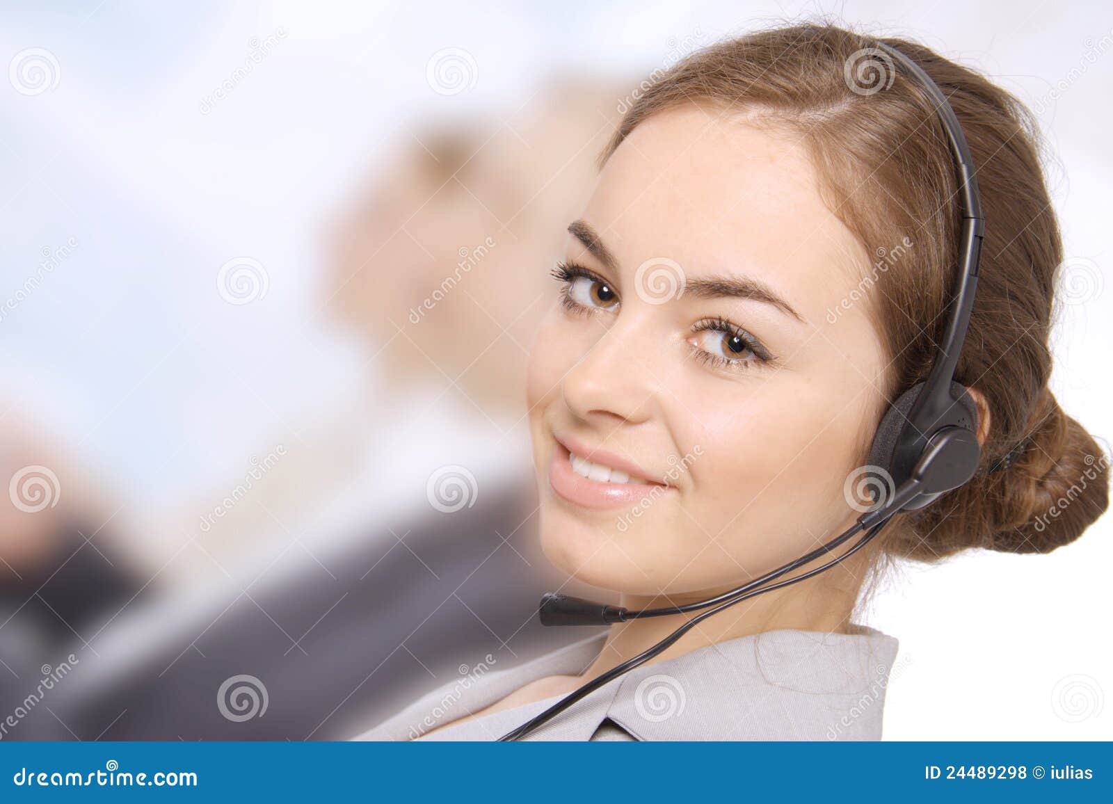 Closeup of a Female Customer Service Representativ Stock Photo - Image ...