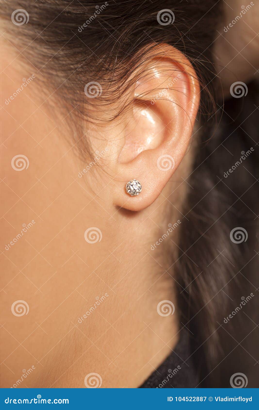 Female ear with earring stock image. Image of profile - 104522887
