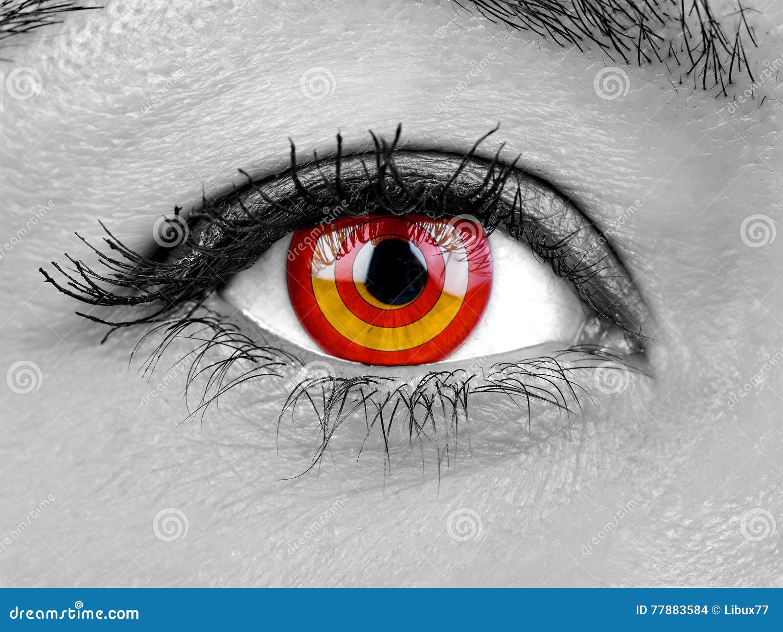 Closeup Female Eye Target Goal Iris Stock Photo - Image of looking ...